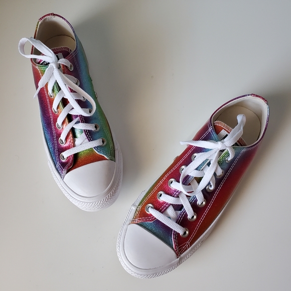 Converse | Shoes | New Converse Rainbow Glitter Pride Low Top Chuck ...